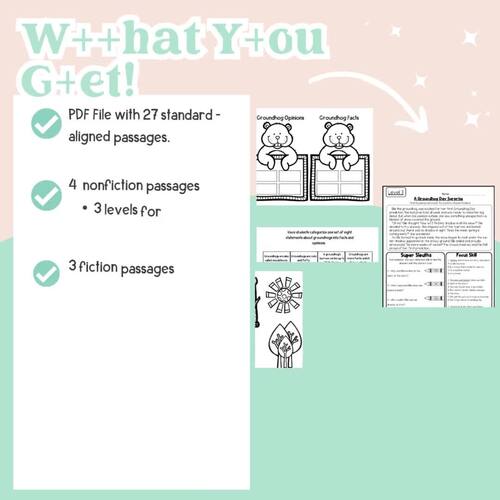 Differentiated Close Reading Passages | Groundhog Day Comprehension ...