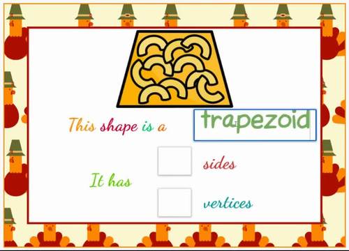 Thanksgiving Math 2D Shapes Attributes Boom Cards 1st Grade Math