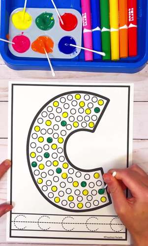 Letter C Alphabet Crafts Q Tip Painting Fine Motor Skills by Preschool ...