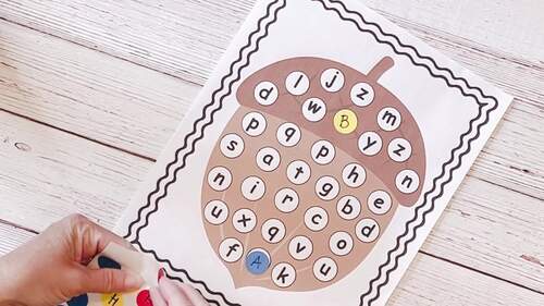 Fall (Acorn) Dot Sticker Activities | Fine Motor, Color, Shape & Letter ...