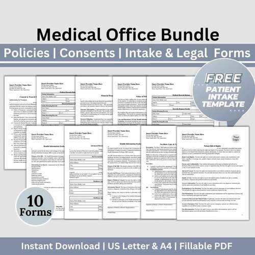 Medical Office Legal Forms Bundle - Fillable PDF's by CC Digital Studios