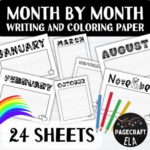 FREE Seasonal Writing Papers | Month by Month Mindful Coloring Titles