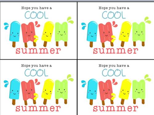 Cute Summer-themed End-of-Year Postcards (Tags)- Attach to Report Cards!