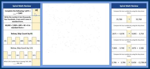 NO Prep - Spiral Math Review Bundle for 3rd or 4th Grade - Week 3