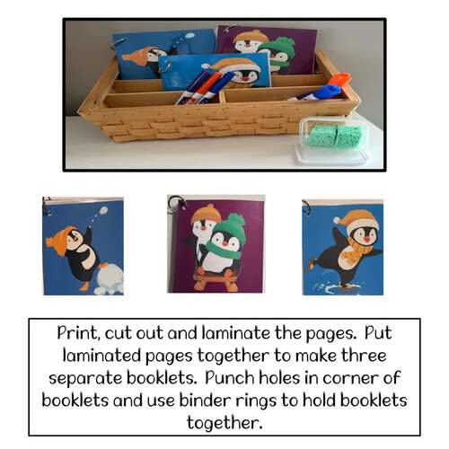 Winter Penguins Number Shape Letter Writing Area Set | TPT