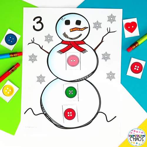 Count & Match Snowman Buttons Numbers 1-30 Counting and Cardinality ...
