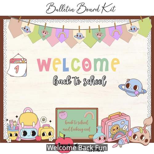 Groovy Welcome Back to School Bulletin Board Kit Retro Classroom Decor