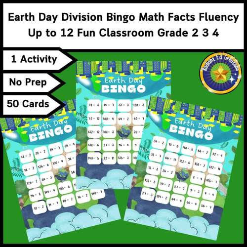 Earth Day Division Bingo Math Facts Fluency Up to 12 Fun Classroom ...