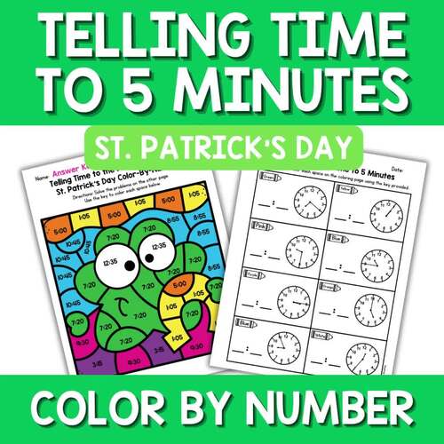 St. Patrick's Day Time to 5 Minutes Color by Number Code Fun No Prep ...