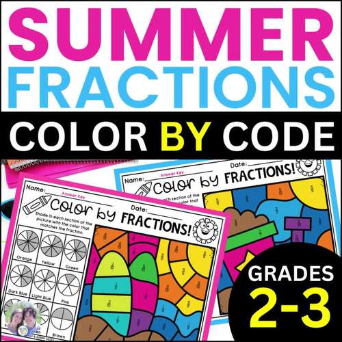 Summer Fraction Packet Beach Color By Code Coloring Sheets Color By ...