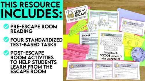 ELA Test Prep Nonfiction Reading Escape Room Activity | TPT