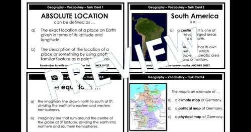 Geography 32 Task Cards 32 Slides Map Work Terminology Vocabulary