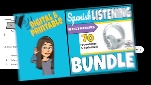 Spanish listening practice bundle for beginners by Spanish with Stephanie