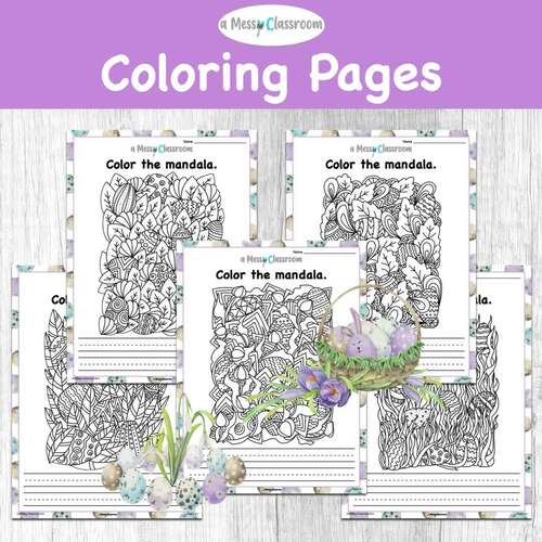 Spring Easter Coloring Pages Easter Mandala Egg Bunny Easter Scene ...