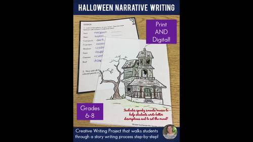 Halloween Narrative Writing | Printable AND Digital | Middle School