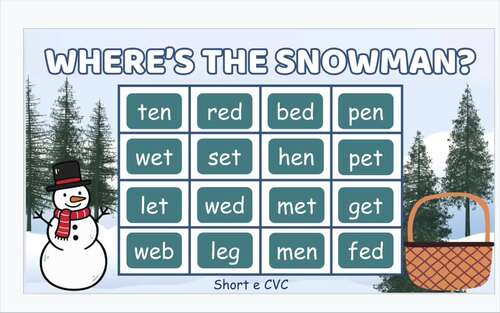Find the Snowman! | Digital Winter CVC Word Game | Google Slides™