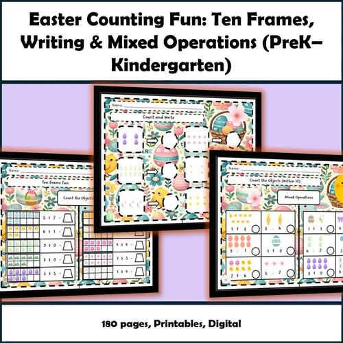 Easter Counting Fun: Ten Frames, Writing & Mixed Operations (PreK ...