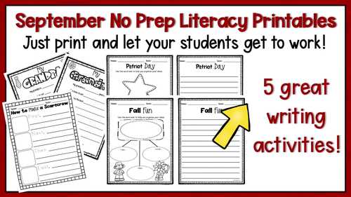 September K-2 No Prep Literacy Worksheet Packet | Fall Printables