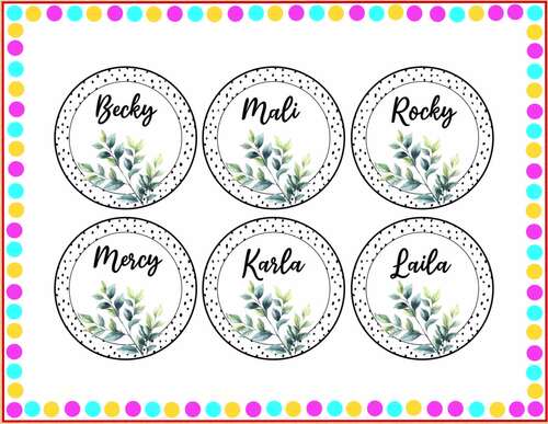 Spring Spotty Botanical Student Name Plates, Spotty Leaves Theme Nametags