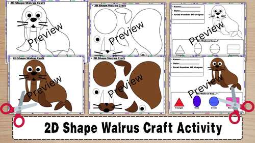 2D Shape Walrus Craft | Arctic Animal Math Activity | Cut & Paste ...