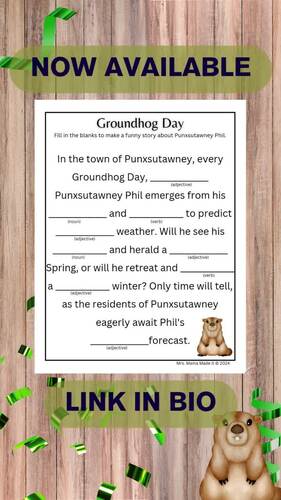 Groundhog Day Activity Worksheets Fine Motor Skills, Coloring, Madlib ...