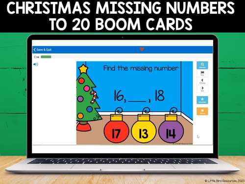 Christmas Ornaments Fill in the Missing Numbers to 20 Boom Cards Math ...
