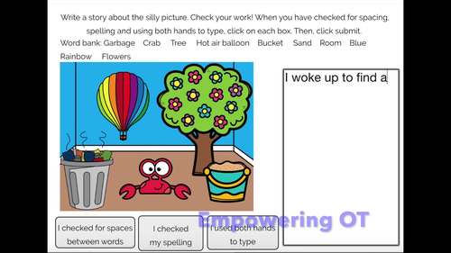 Occupational Therapy Teletherapy: SILLY WRITING PROMPT BOOM CARDS word bank