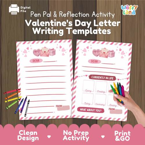 Valentine's Day Writing Activity Letter Templates Pen Pal Currently In Life