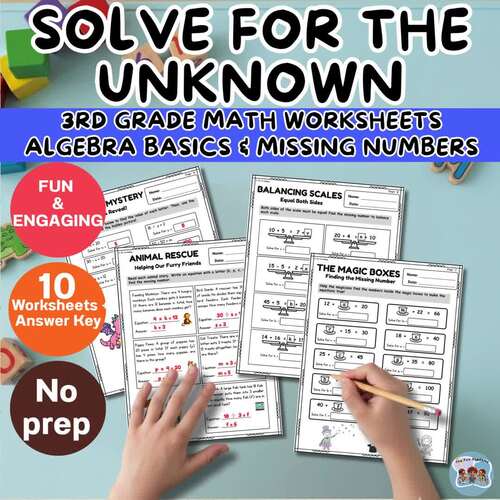 3rd Grade Mystery Equations Bundle | Unknown Numbers & Pre-Algebra ...