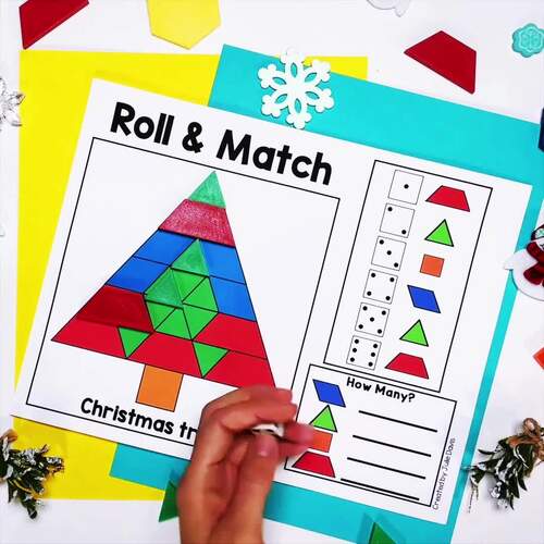 Christmas Pattern Blocks Puzzles December Math Center 1st Grade No Prep ...