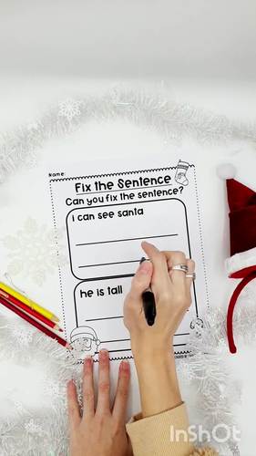 Christmas Writing Worksheets Kindergarten Sentence Structure Activities