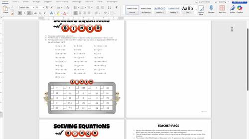 Solving One Step Equations Worksheet | Halloween Review Game No Prep ...