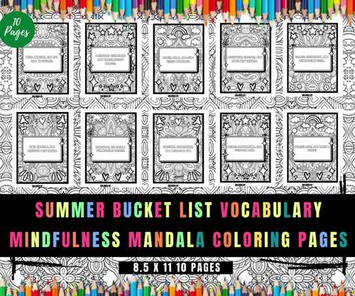 Summer Bucket List Activity Vocabulary, Bulletin Board, Printable ...