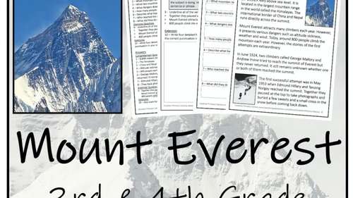 Mount Everest Close Reading Comprehension Activity | 3rd Grade & 4th Grade