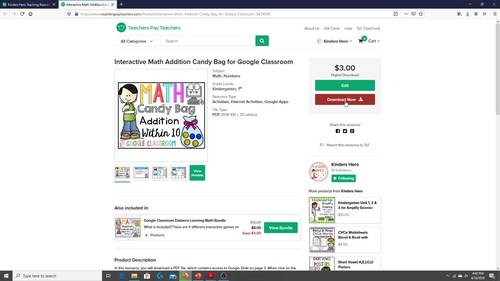 Math Addition Candy Bag for Google Slides Distance Learning by Kinders Hero
