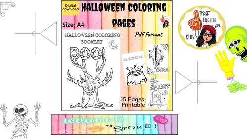 Coloring booklet for Halloween by Fast English for Kids | TPT
