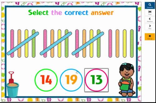 Summer Math Tally Marks Boom Cards Digital Math Centers 1st Grade Math