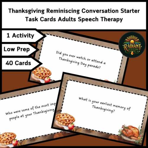 Thanksgiving Reminiscing Conversation Starter Task Cards Adults Speech ...