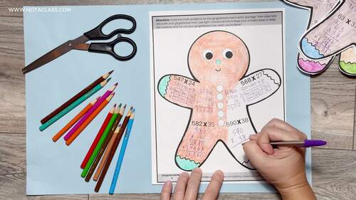 5th Grade Gingerbread Man Math Craft Multiply Three Digit by Two Digit ...