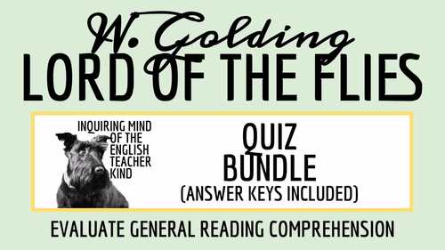 Lord of the Flies Self-Grading Quizzes | Independent Reading Worksheets ...