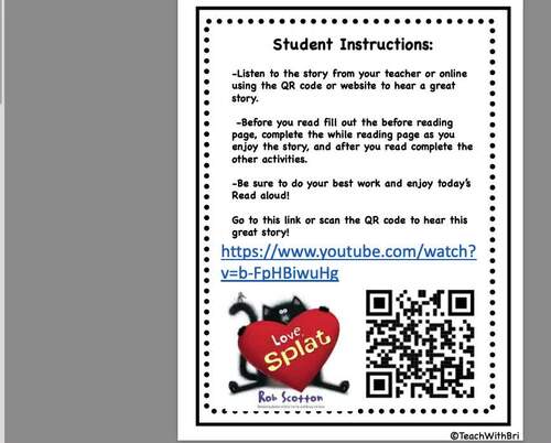 Love Splat Valentines Day Book Activities by Books with Bri | TPT