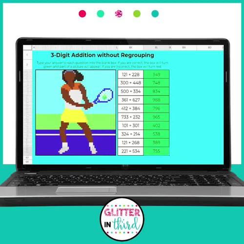 Addition and Subtraction Pixel Art Math Digital BUNDLE by Glitter in Third