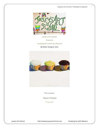 Wayne Thiebaud Art History Lessons 3 Pack History Lesson with Art Projects