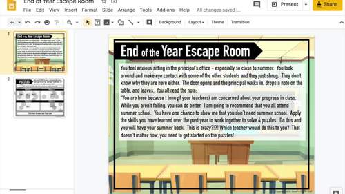 End of the Year Escape Room Digital Game : No Prep Last Week of School ...