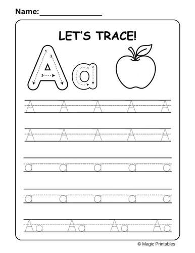 Alphabet Tracing Worksheets A–Z | Preschool Kindergarten Handwriting ...