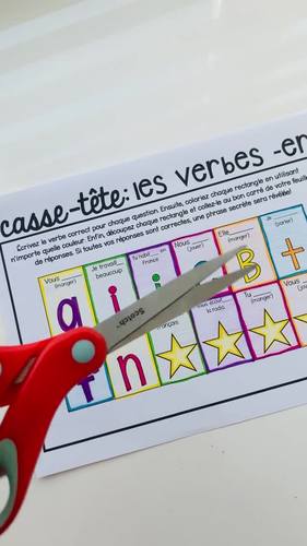 French grammar puzzle les verbes er - résoudre et colorier by The ...