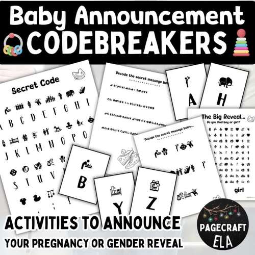 Teacher Baby & Gender Reveal or Announcement | Codebreaker Cryptogram ...
