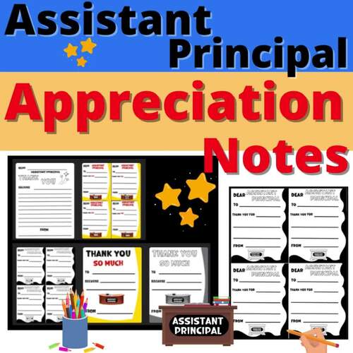 Assistant Principal Appreciation Thank You Cards Notes Letters Activity