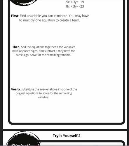 Solving Systems of Equations Guided Notes by Flair Pens & Formulas