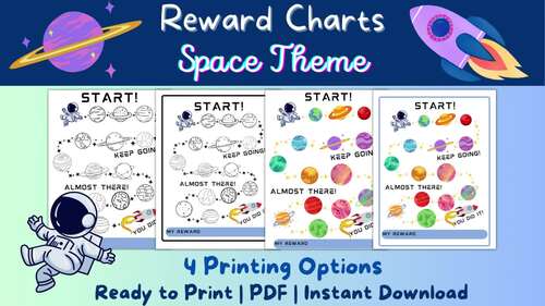 Reward Chart Printable for Kids | Space-Themed | 4 Versions, PDF